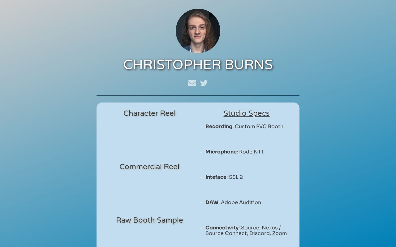 Christopher Burns Voice Acting Website